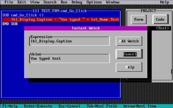 Exploring Visual Basic 1.0 for MS-DOS