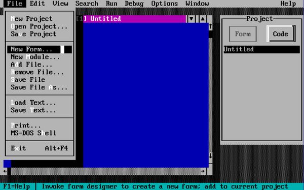 Exploring Visual Basic 1.0 for MS-DOS
